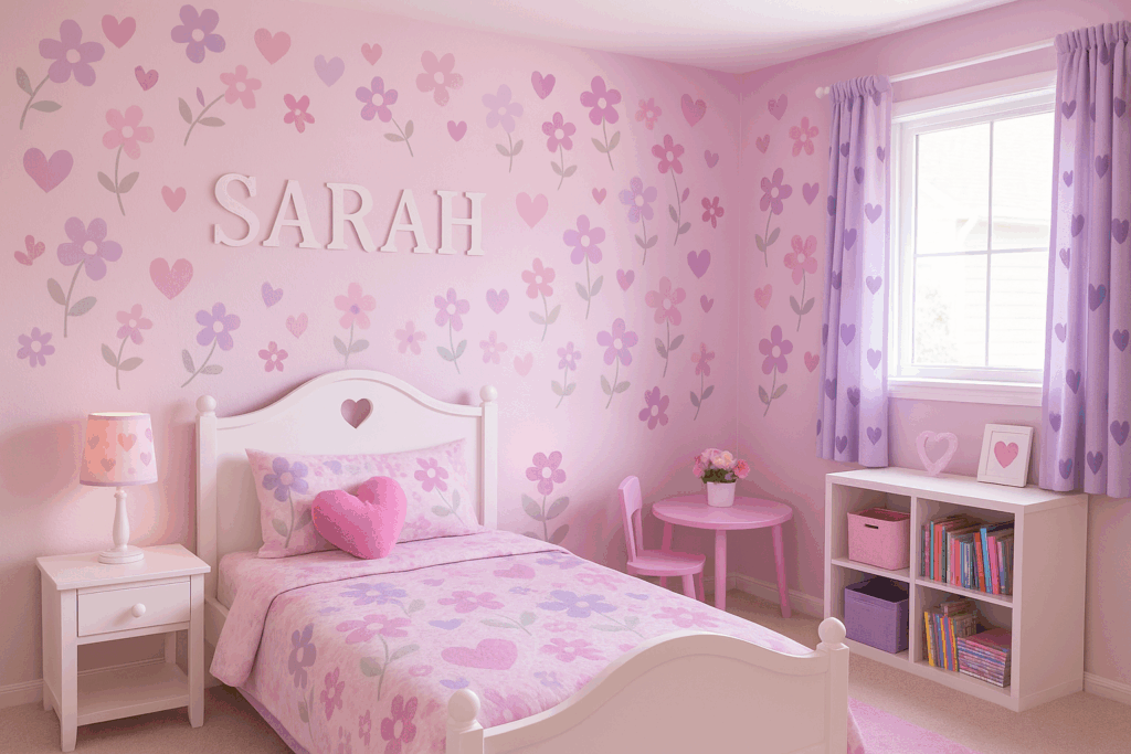 Girl room ideas inspired by flowers and hearts - To Be The Perfect Mother